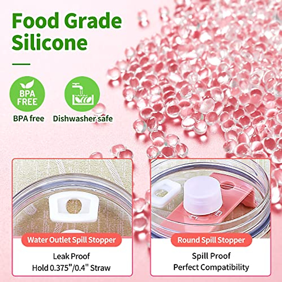 4 Pack Silicone Spill Stopper Set for Stanley Tumbler, Compatible with Stanley 40oz Tumbler with Handle, Leak Stopper for Stanley 30oz Tumbler with Handle, for Stanley Cup Accessories (White)…