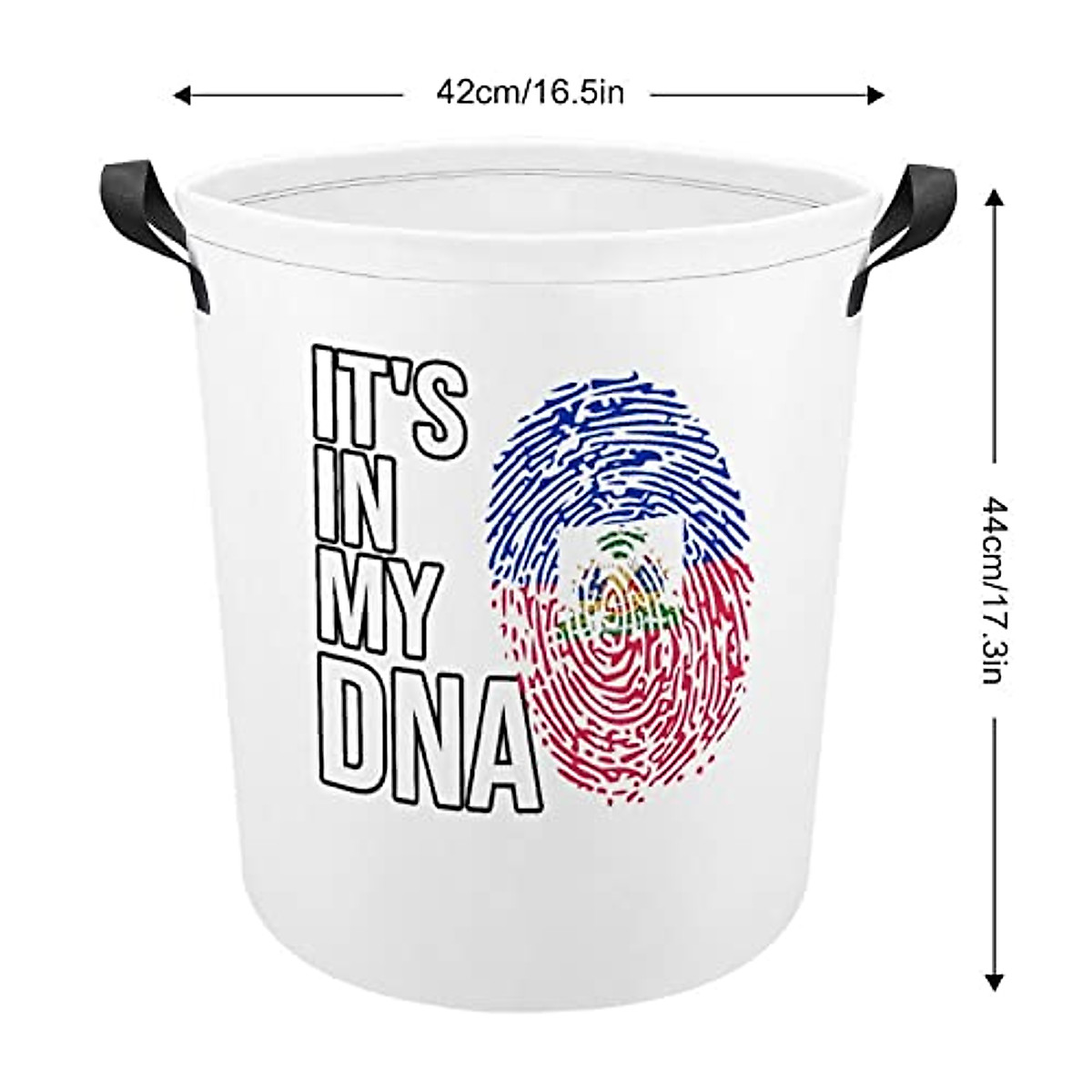 It's in My DNA Haiti Flag Large Laundry Basket Hamper Bag Washing with Handles for College Dorm Portable