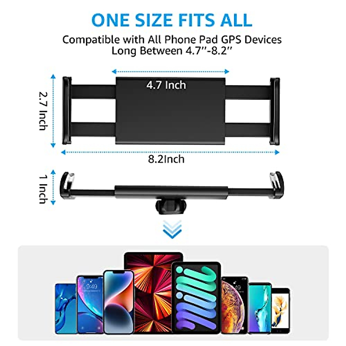 Car Cup Holder Phone Mount, 2 in 1 Universal Cell Phone Mount for Car, Adjustable Long Gooseneck Phone Holder 360° Strong Cup Holder for Car, Compatible with All 4.7''-8.2'' Smartphone Pad Devices