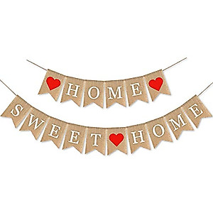 SWYOUN Burlap Home Sweet Home Banner Housewarming Party Garland Supplies Decoration