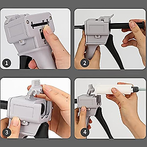 CNBTR Dispenser for 50ml 1: 1/ 1: 2 AB Cartridges Plastic Tubes Adhesive Impression Mixing Dispensing