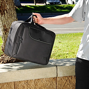 USA GEAR Projector Case - Portable Projector Bag Compatible with Epson Home Cinema 1060, GooDee 2020, YABER Y30, and More Movie Projectors - Scratch Resistant and Customizable Interior (Black)