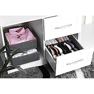 homyfort Dresser Drawer Organizer, Foldable Cloth Storage Box Closet Cube Basket Bins Containers Divider with Drawers for Underwear, Bras, Socks, Ties, Scarves, Set of 6, Grey