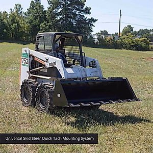 Titan Attachments 72" HD Skid Steer Dirt Bucket with Bolt-On Teeth, Rated 2,645 LB, Universal Quick Tach