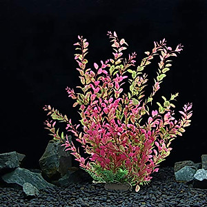 Mayitr 18" Plastic Water Plant for Aquarium Fish Tank Ornament, Rhodo Red