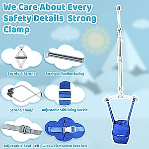 Baby Jumper, Baby Doorway Jumper w/Sturdy Adjustable Strap, Jumper for 6-24 Months Infant with Door Clamp is Portable and Easy to Use(Blue)