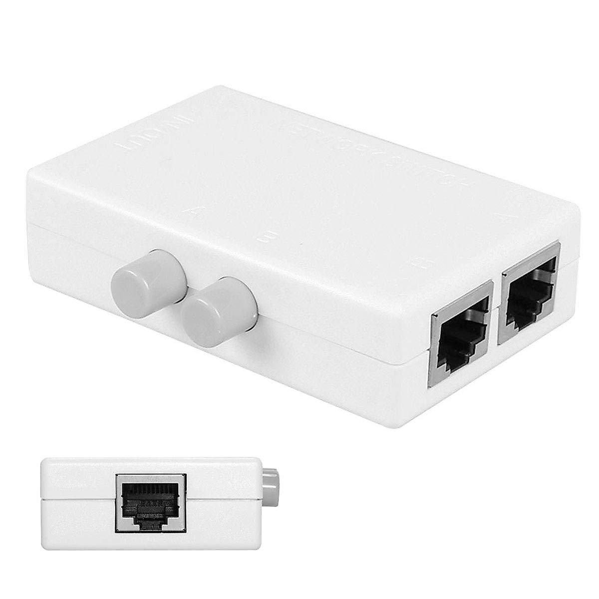 JSER UTP STP 2 in 1 Out 2 Ports RJ45 LAN CAT6 CAT5E Network Switch Selector Internal External Networking Switcher Splitter Box