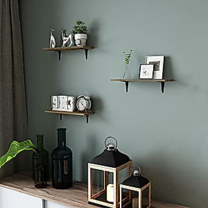 BAMFOX Floating Shelves, Rustic Wood Bamboo Wall Storage Shelves, Wall Mounted Shelf Organizer Set of 3 for Living Room, Bedroom, Kitchen, Bathroom, Office