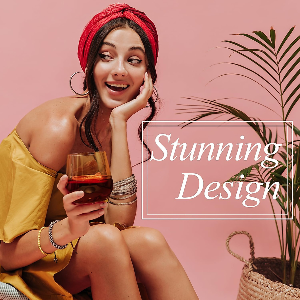 LUXULISH Colored Stemless Wine Glasses Set of 6, Hand Blown Premium Crystal Red White Wine Glass - 15Oz, Unique Gifts for Women, Men, Wedding, Anniversary, Christmas, Birthday