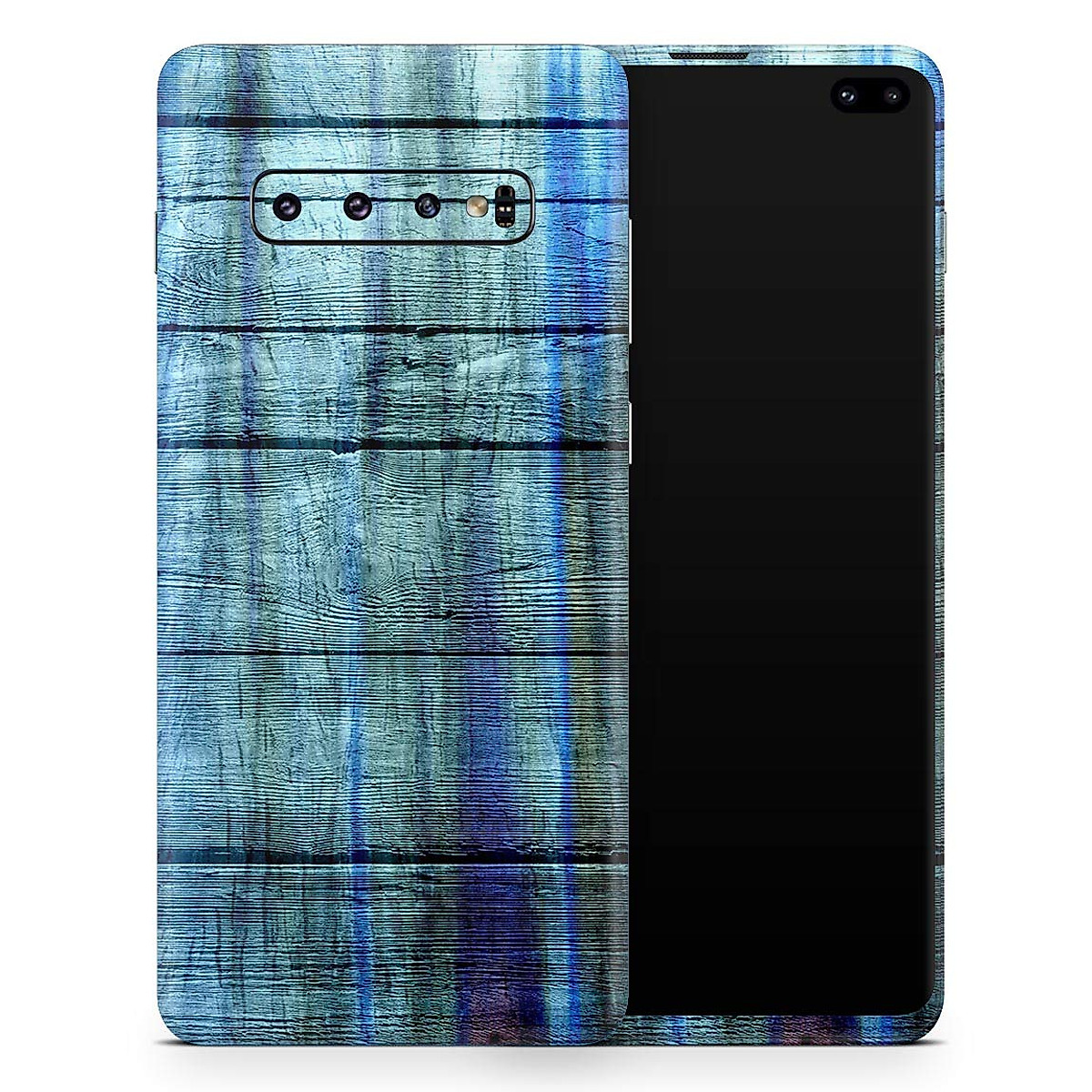 DesignSkinz Blue and Green Tye-Dyed Wood Protective Vinyl Decal Wrap Skin Cover Compatible with The Samsung Galaxy S20 (Screen Trim & Back Glass Skin)