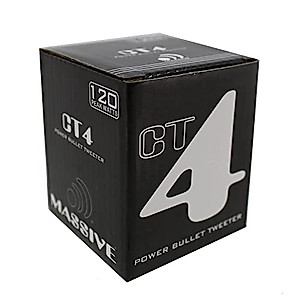 Massive Audio CT4-1 Inch / 25.5mm, 120 Watts Max, 30 Watts RMS. 100dB, 4 Ohm, Neodymium Tweeter - Super Bullet Tweeter Speaker for Cars (Sold Individually)