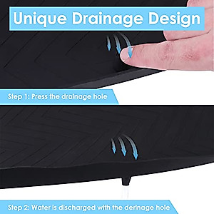 PELTEFLU Under Sink Mat, 34" x 22" Waterproof Under Sink Mats for Kitchen Bathroom, Flexible Silicone Rubber Under Sink Liner with Drain Hole, Thick Under Sink Mat Protect for Drips Leaks - Grey