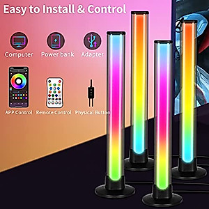 PIMBTPE Smart RGB Light Bar, 4 Pack Smart Light Bar with Scene and Music Modes, Gaming Lights Ambient Lighting with TV Backlight for Entertainment, Movies, Bedroom Decoration (APP & Remote Control)