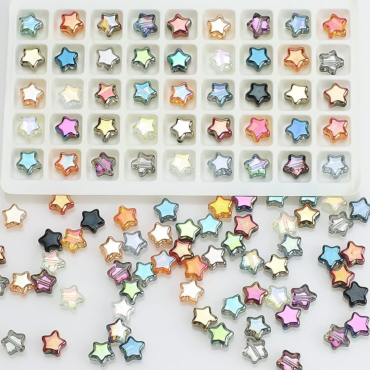 200Pcs Star Beads Star Spacer Beads Star Shape Beads Star Pony Beads Beads Star for Jewelry Bracelet Necklace Making, 8mm