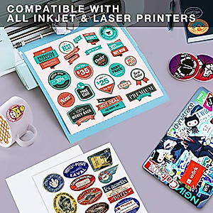 JANDJPACKAGING Printable Vinyl for Inkjet Printer - 30 Pack Printable Vinyl Sticker Paper Matte White - Standard Size 8.5"x11"