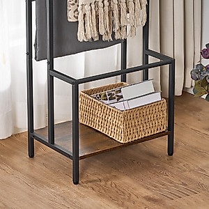 TITFVM 3 Tier Towel Rack Stand, Freestanding Blanket Rack Ladder, Industrial Blanket Stand, Display Rack for Oversized Bath Towels, 16.93"L x 11.81"W x 30.32"H, Blanket Holder with Shelf, Rustic Brown