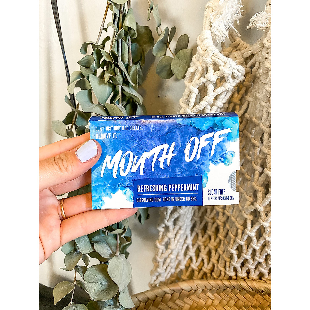 Mouth Off Breath Freshening Fast Dissolving Sugar-Free Gum, Refreshing Peppermint