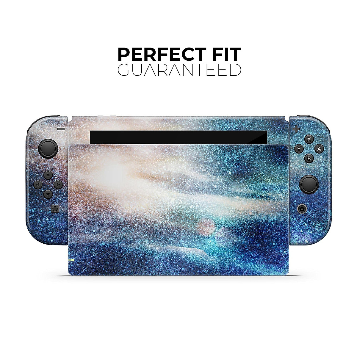 Design Skinz - Compatible with Nintendo Switch Console + Joy-Con - Skin Decal Protective Scratch-Resistant Removable Vinyl Wrap Cover - Blue & Gold Glowing Star-Wave