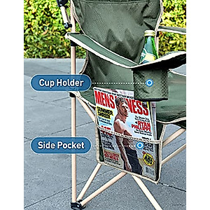 Docusvect Folding Camping Chair with Shade Canopy for Adults, Canopy Chair for Outdoors Sports with Cup Holder, Side Pocket for Camp, Beach, Tailgates, Fishing - Support 330 LBS
