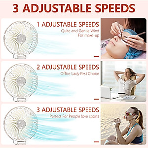Mudder Crystal Bling Rhinestone Mini Handheld Fan Portable Usb Rechargeable Fan Battery Operated Small Folding Personal Fan for Girls Women Outdoor Travel Indoor Makeup Office (White,Classic Style)