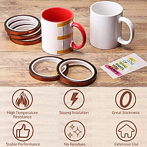 OFFNOVA 5 Rolls Heat Resistant Tape 0.4 inch x 108 ft High Temperature No Residue Heat Transfer Tape Up to 300¡æ(572¨H) for Tumbler Sublimation Print and Heat Transfer Vinyl