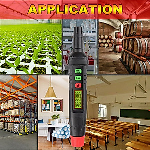 Portable Thermo-Hygrometer 4-in-1 Digital Psychrometer Mini Temperature Humidity Meter Pen Type Home Greenhouse Indoor Hygrometer with Dew Point & Wet Bulb Temperature, Max/Min, Backlight LCD Display