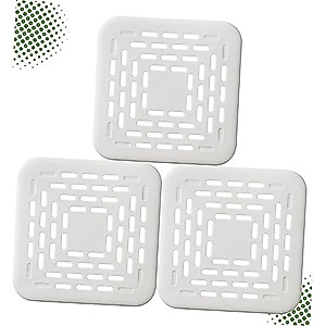 Gadpiparty 9 Pcs Bathtub Strainer Tub Stopper Shower Kitchen Sink Strainer Sink Drainage Filter Silicone Drain Covers Bath Tub Drain Square Stickers White Hair Kitchen Supplies