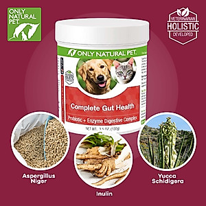 Only Natural Pet Complete Gut Health Complex - Probiotics & Digestive Enzyme Supplement for Dogs & Cats - Promotes Healthy Digestion, Immune System, Nutrient Absorption - Made in USA -3.5oz Powder