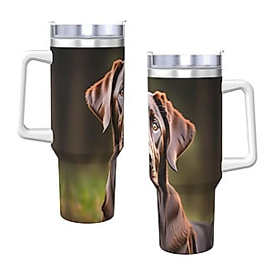 HULIBIN Brown Labrador Retriever Print Double Deck Stainless Steel Travel Coffee Cup With Lid 40 Oz Ice Bully Cup