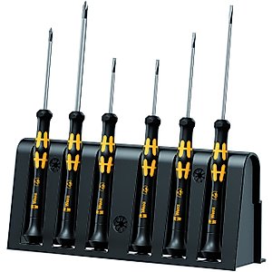 Wera - 5030170001 1578 A/6 Electronics Screwdriver Set and Rack, 6-Piece Set
