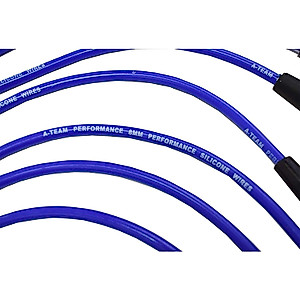 A-Team Performance - Silicone Spark Plug Wires Set - Compatible with SBF Small Block Ford Valve Cover Wires 221 255 260 289 302 351W BOSS 302 Fits HEI Distributor Caps Blue 8.0mm