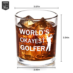 Futtumy Golf Gifts for Men, World’s Okayest Golfer Whiskey Glass for Fathers Day Christmas Birthday Retirement, Golf Gifts for Golfers Men Dad Grandpa Uncle Husband Golf Lover, 10oz Funny Golf Gifts