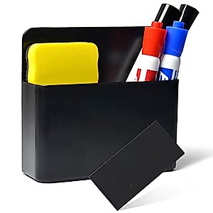 1 Pack Magnetic Dry Erase Marker Holder, Whiteboard Marker Holder, Strong magnetic Marker Pen Pencil Organizer for Whiteboards, Refrigerator(Black)