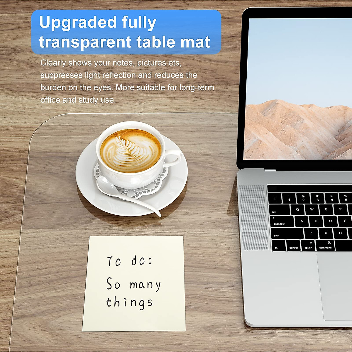 NATRKE Clear Desk Mat Pad, 32"x16" Large Transparent Desk Protector Mat Plastic Desk Mat, 1.5mm PVC Waterproof Non-Slip Clear for Desktop Home Office