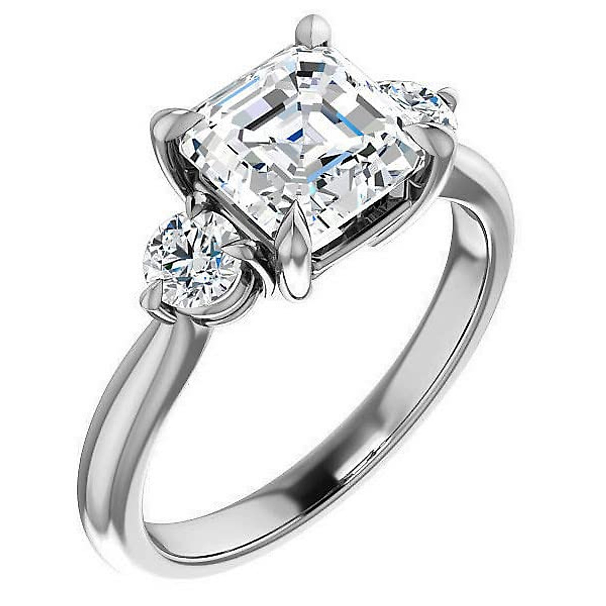 3 CT Asscher Cut VVS1 Colorless Moissanite Engagement Ring Set, Wedding/Bridal Ring Set, Sterling Silver Vintage Antique Anniversary Promise Ring Set Gift for Her (0.5)