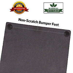 Large Slate Cheese Board and Knife Set, 7 piece w/ FREE 3 Ceramic bowls, Cheese Platter Slate Board, Cheese Serving Board, 4 Stainless Steel Knives, 2 Soap Stone Chalks, 16" X 12" (7 Piece + 3)