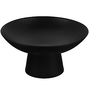 Yardwe Footed Fruit Bowl Pedestal Dessert Bowl Ceramic Fruit Bowl Fruit Container for Lunch Tray Fruit Tray (Black, 5.9inch)