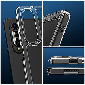 MAKAVO for Samsung Galaxy Z Fold 4 Clear Case, Crystal Flexible Edges & Hard Back Cover, Non-Yellowing Slim Thin Shockproof Phone Case for Samsung Z Fold4 (Pure Clear)