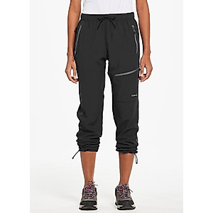 BALEAF Women's Hiking Pants Quick Dry Water Resistant Lightweight Joggers Pant for All Seasons Elastic Waist Black Size L