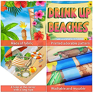 Yoaokiy Beach Theme Party Decorations Drink Up Beaches Banner Backdrop, Hawaii Party Luau Summer Party Background Sign Decor, Tropical Bachelorette Poster Party Supplies