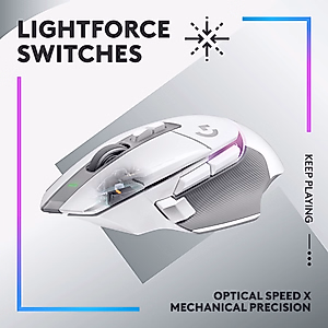 Logitech G502 X Plus Lightspeed Wireless Optical Mouse - LIGHTFORCE hybrid switches, LIGHTSYNC RGB, HERO 25K gaming sensor, compatible with PC - macOS/Windows - White