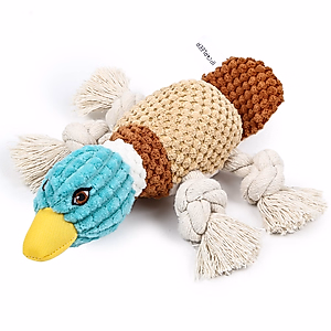 IPORLEER Squeaky Dog Toys, Stuffed Dog Toys for Large Dogs, Soft & Durable Plush Dog Chew Toys with Crinkle Paper for Puppies, Small, Medium and Large Dogs (Multicolor, Duck)