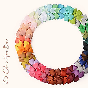 Prohouse 70 Pieces Boutique Grosgrain Ribbon Pinwheel Hair Bows Clips For Girls Babies Toddlers Teens Gifts In Pairs