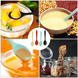 KALIONE 4 Packs Silicone Mixing Spoon, Multicolor Cooking Spoons, Heat Resistant Basting Spoons, Silicone Utensil spoons for Cooking, Nonstick Stirring Cooking Spoons Tools Set for Kitchen Cooking