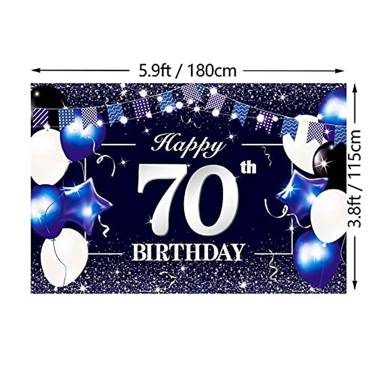 P.G Collin Happy 70th Birthday Banner Backdrop Sign Background 70 Birthday Party Decorations Supplies for Him Men 6 x 4ft Blue Purple