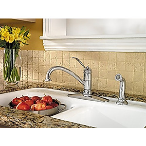 Pfister LF-034-4ALC Brookwood 1-Handle Kitchen Faucet with Side Spray in Polished Chrome, 1.8gpm