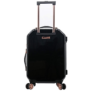 kensie Women's Shiny Diamond Hardside Spinner Luggage, Black, 2-Piece Set (20/28)