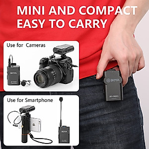 BOYA 2.4GHz Wireless Lavalier Microphone 3.5mm for Cameras, by-CWM1 Wireless Microphone with TRS Gooseneck Microphone for DSLR, Camcorders, Smartphones,Podcast,Interview,Vlogging,Livestream