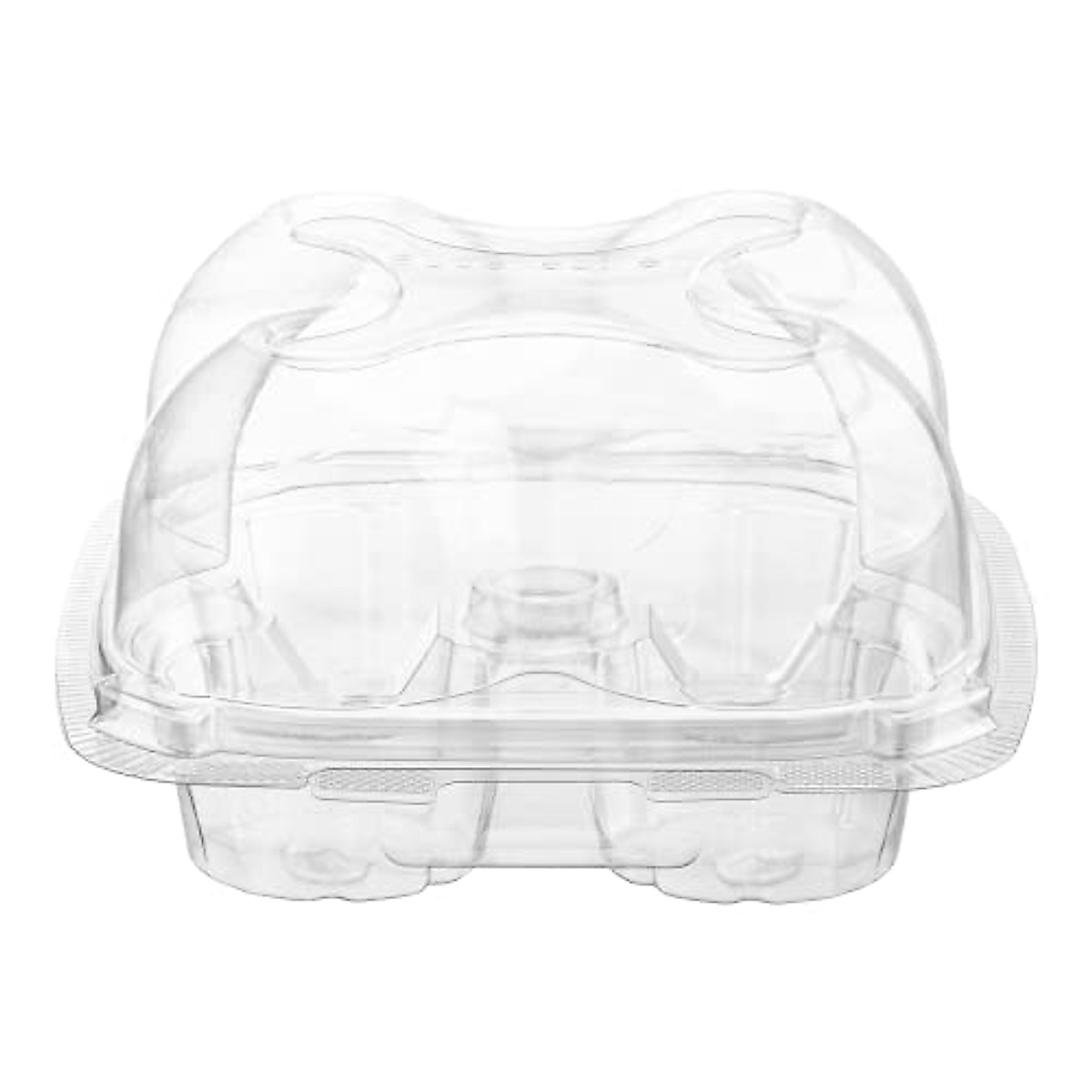 Plastic Cupcake Containers Boxes | 4 Compartment – 50 Pack | Disposable High Dome Cupcake Holder With Lid Bulk | Extra Sturdy And Stackable Cupcake Boxes | Durable Muffin Packaging Transporter To Go