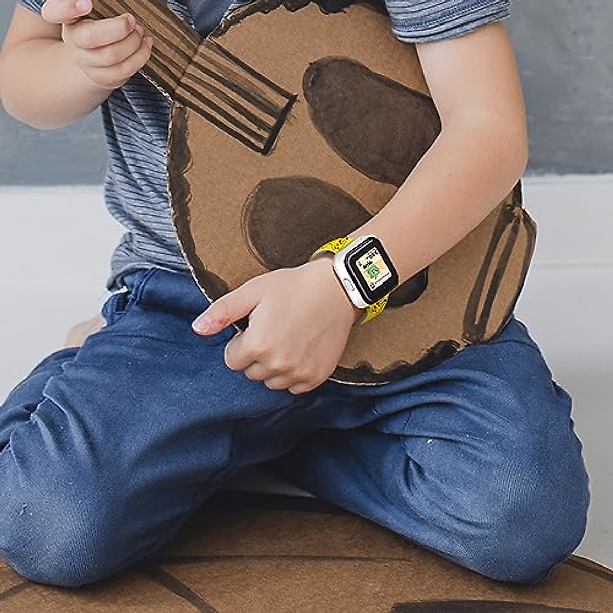Cute Cartoon Bands Compatible for SyncUP Kids Watch Band, Gabb Watch Bands, Gizmo Watch 3/2/1 Band Replacement, 20mm Chic Pattern Strap Silicone Sport Wristbands for Boys Girls (Yellow)